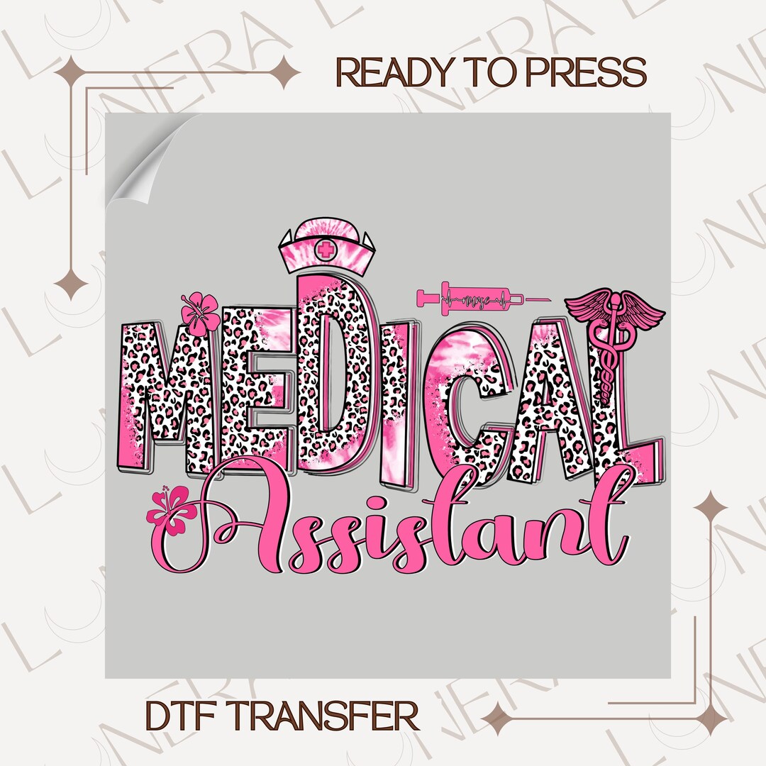 Pink Medical Assistant DTF Transfers, Pink MA Dtf Print, Gift for MA ...