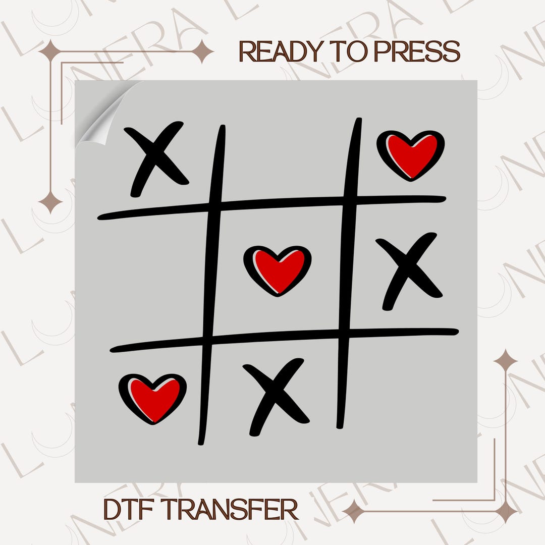 Valentine's Day Tic Tac Toe DTF Transfers, Love Dtf Print, Valentines ...