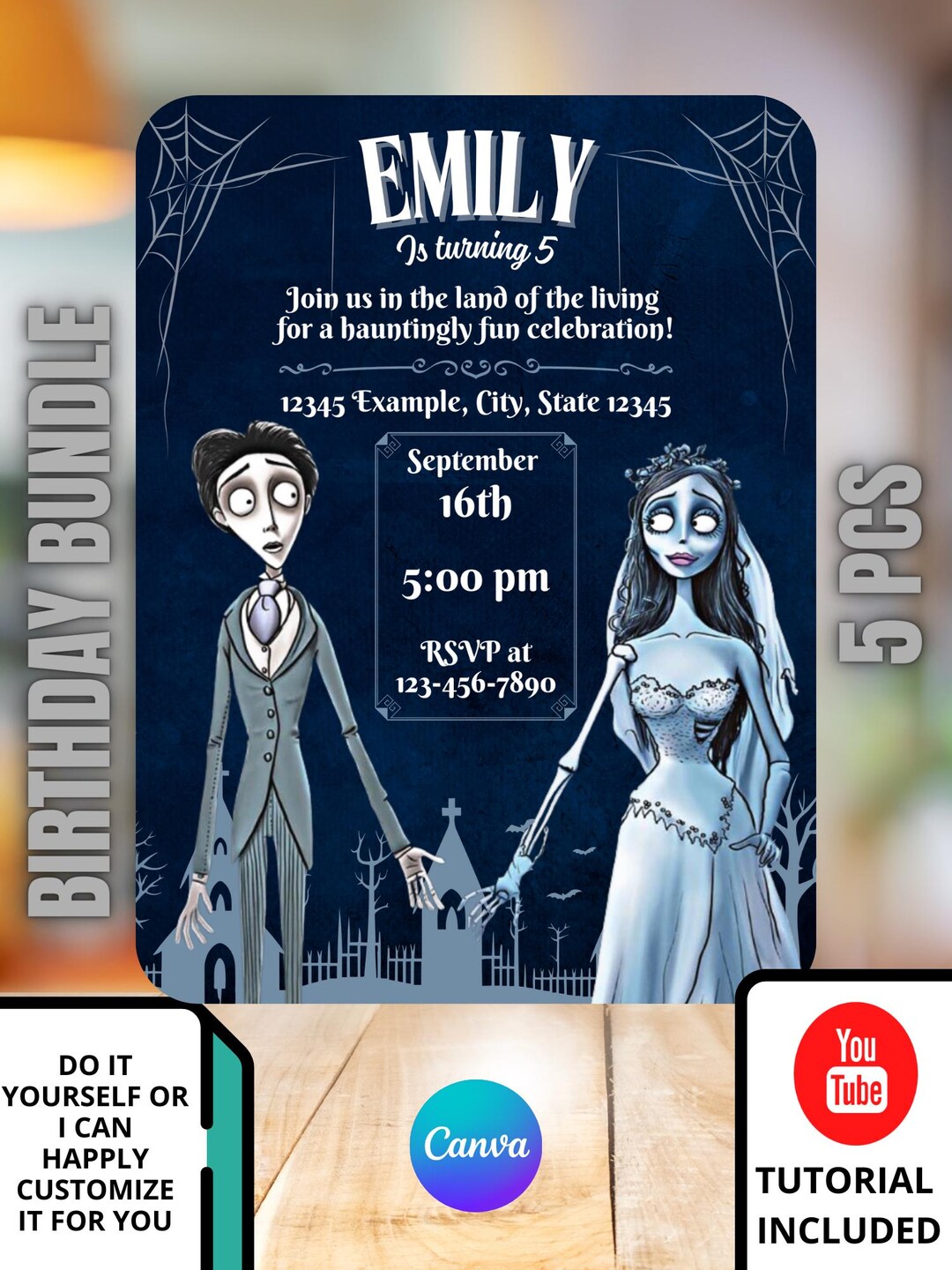 Gothic Corps Bride Party Invitation Bundle| Dark Fantasy Corpse Bride ...