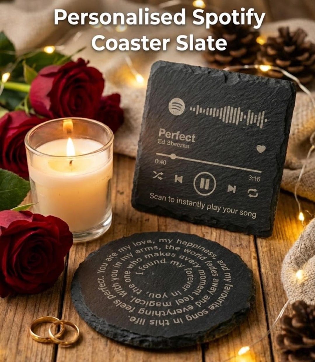 Personalised Spotify Song Slate Coaster | Custom Music Code ...
