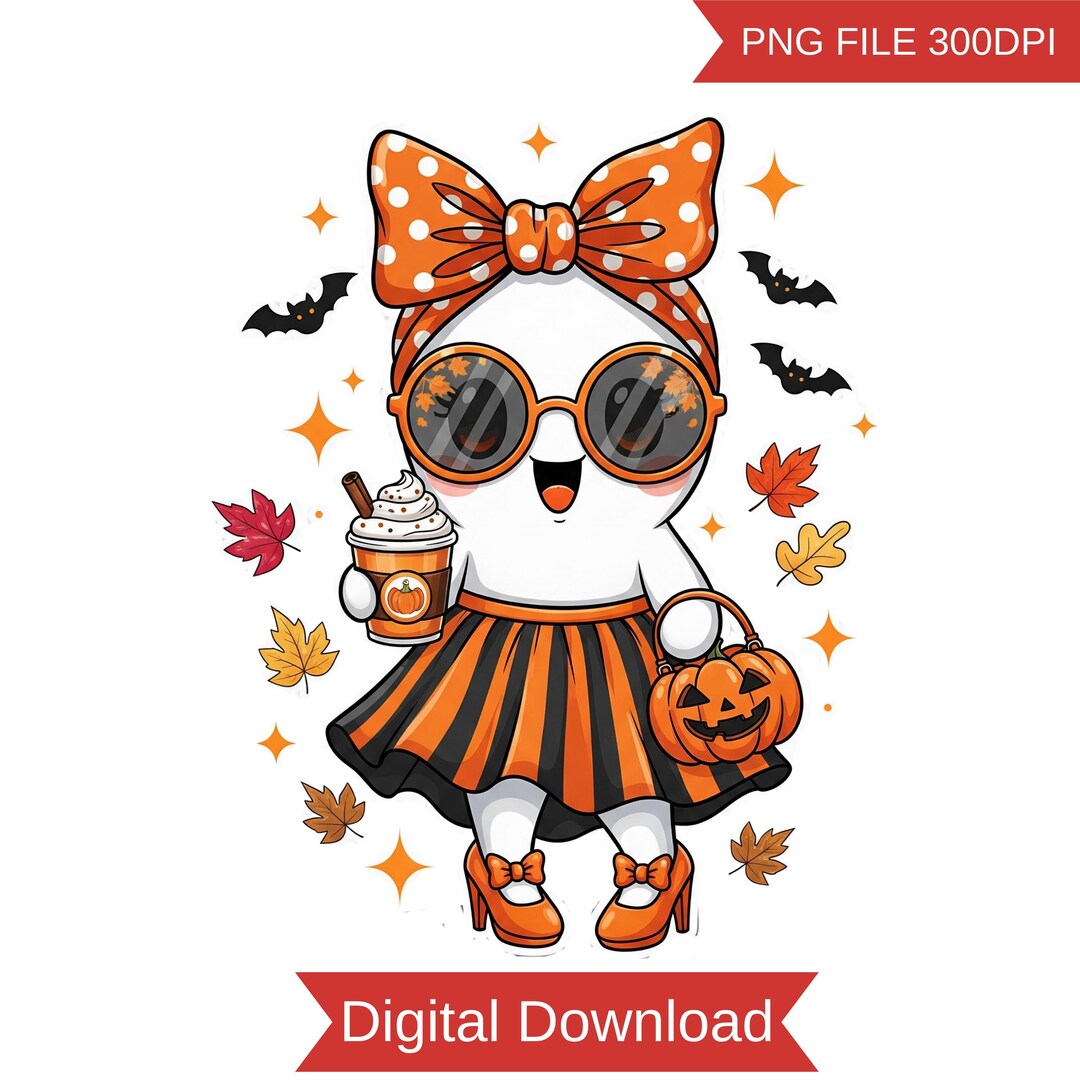 Kawaii Ghost Clipart: Halloween Pumpkin Latte PNG (digital Download) - Etsy