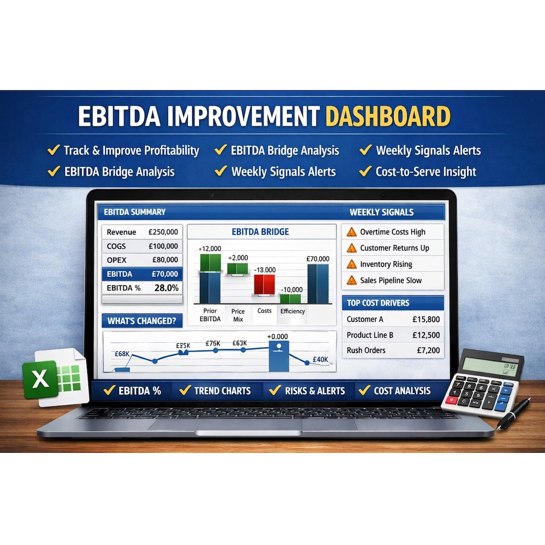EBITDA Improvement Dashboard EXCEL - Etsy