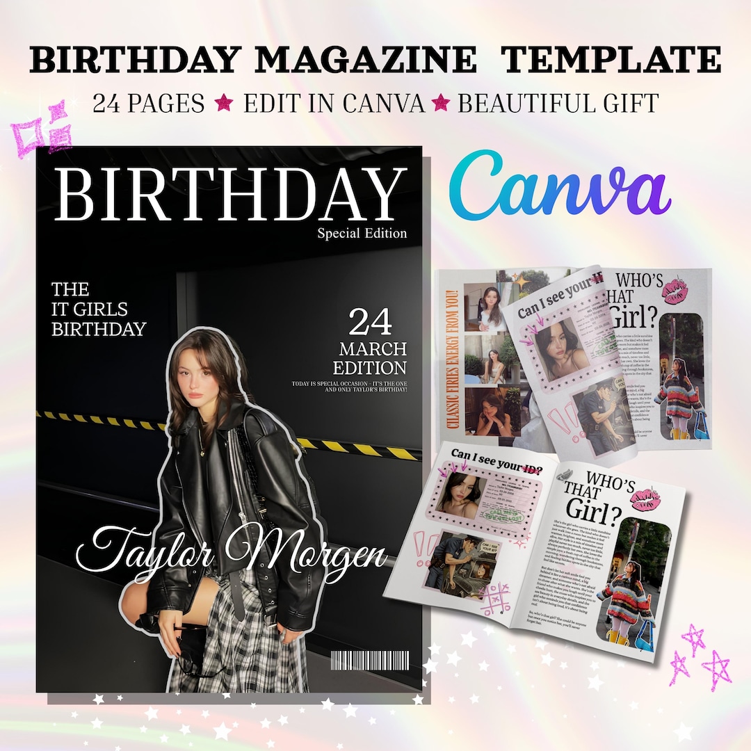 Editable Birthday Magazine Template, Personalized Digital Gift, Canva ...