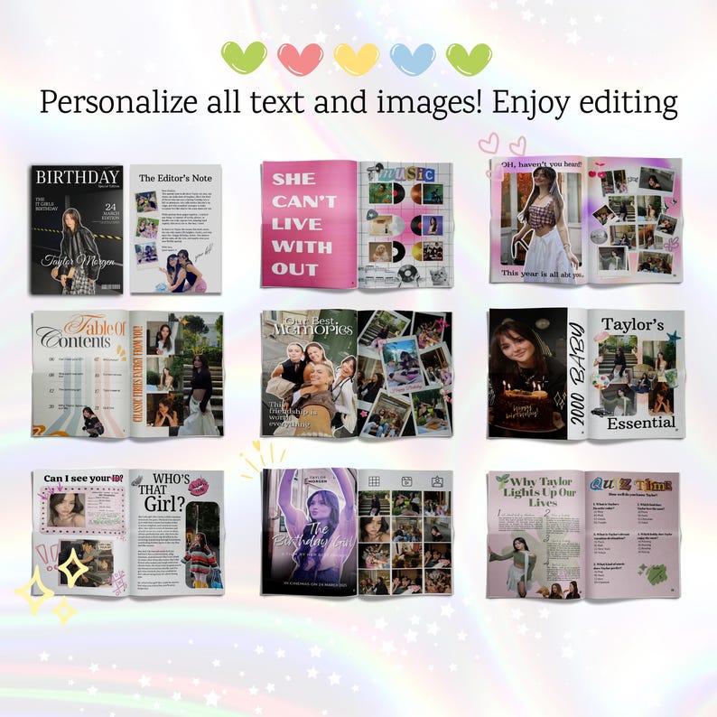 Editable Birthday Magazine Template, Personalized Digital Gift, Canva ...