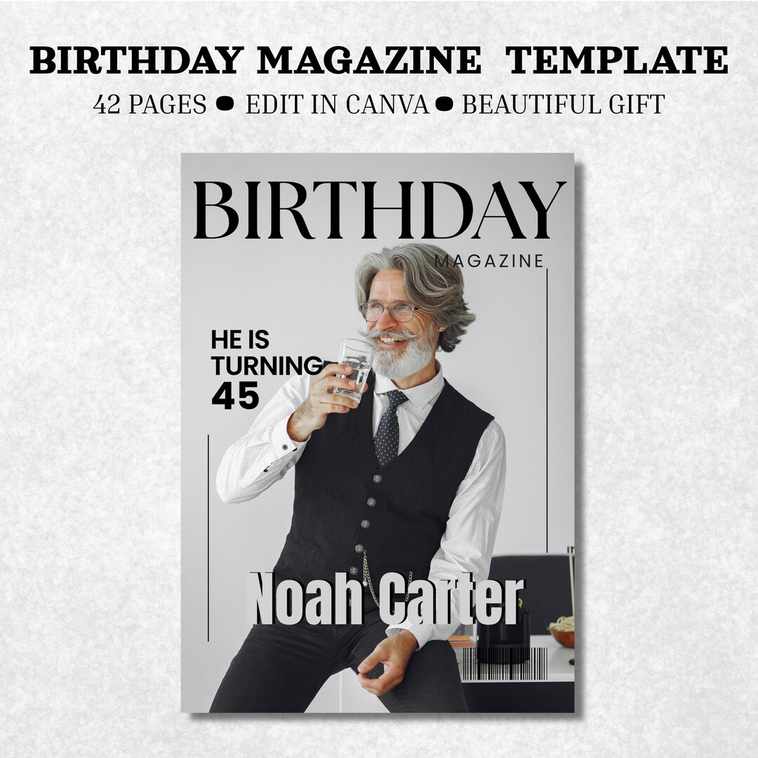 Personalized Father's Day Magazine, Editable Birthday Template for Him ...