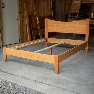 CHERRY SIMPLE BED | Platform Bed Frame | Curved Headboard | Solid ...