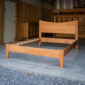 CHERRY SIMPLE BED | Platform Bed Frame | Curved Headboard | Solid ...