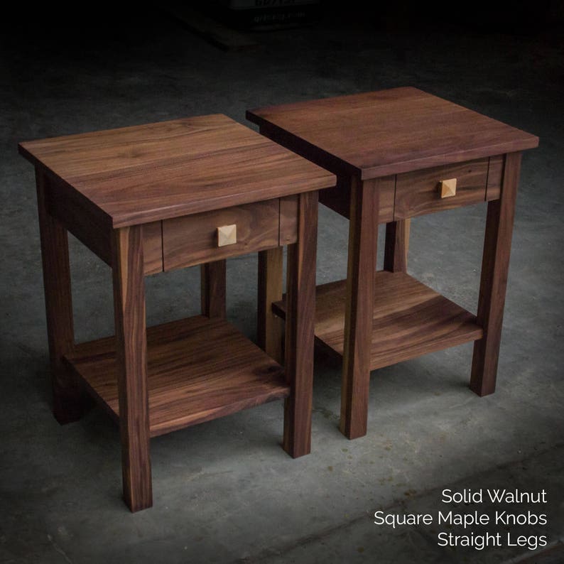 SQUARE SHAKER NIGHTSTAND Drawer & Resting Shelf Custom - Etsy