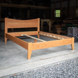 CHERRY SIMPLE BED | Platform Bed Frame | Curved Headboard | Solid ...
