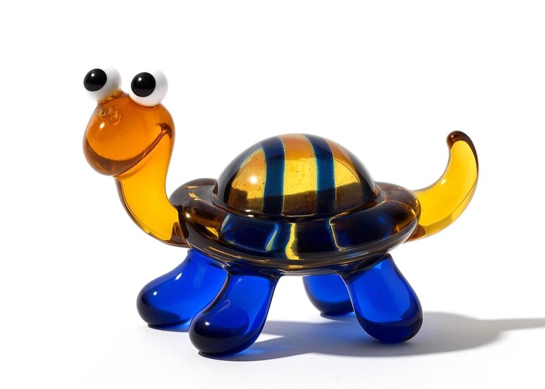 Vintage Bohemian Blue Glass Turtle Figurine – NOS, Original Box - Etsy