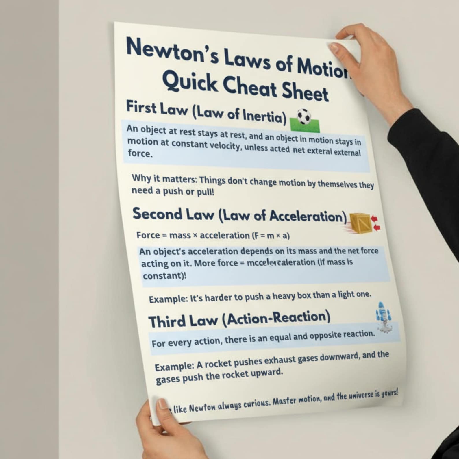 Newton's Laws of Motion Poster, Physics Classroom Decor (digital ...