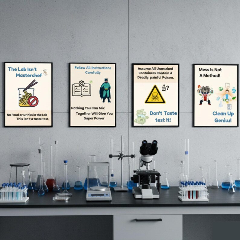 Lab Safety Poster | Science Classroom Wall Art | Chemistry Biology ...