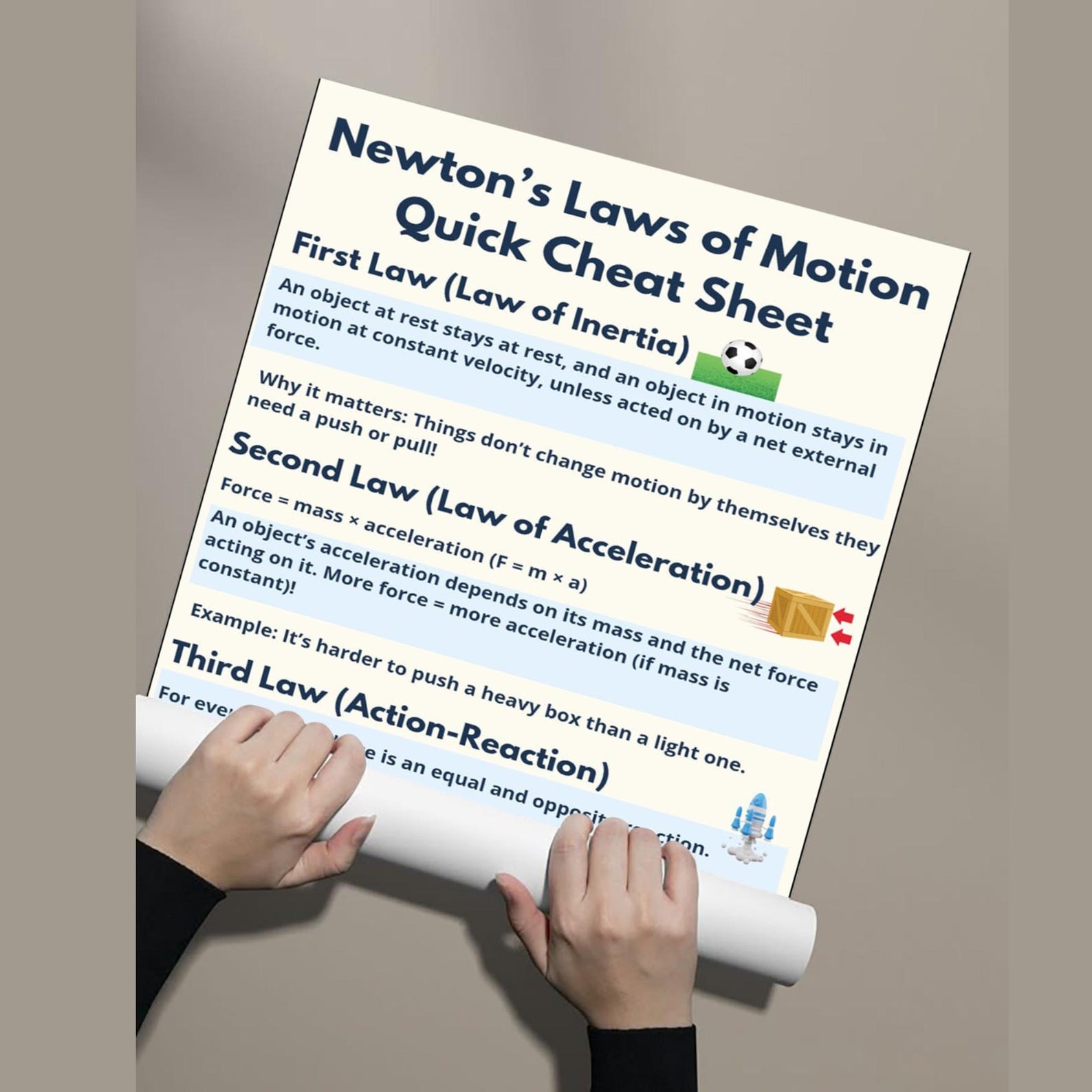 Newton's Laws of Motion Poster, Physics Classroom Decor (digital ...