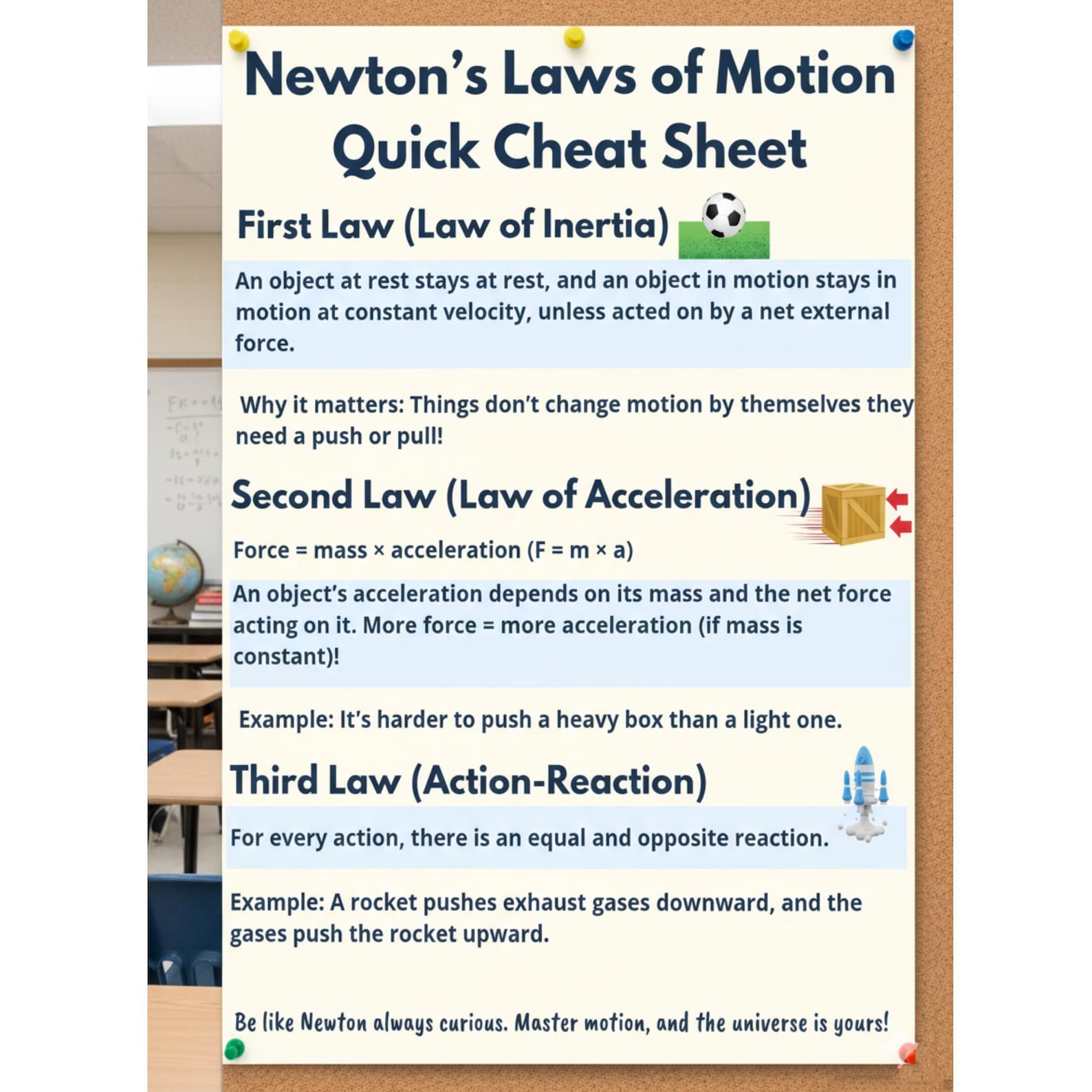 Newton's Laws of Motion Poster, Physics Classroom Decor (digital ...