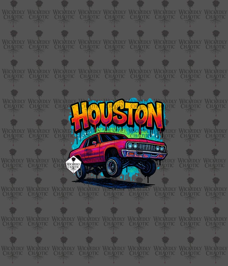 Houston Png | Lowrider | Classic Car | Retro T- Shirt Design | Neon ...