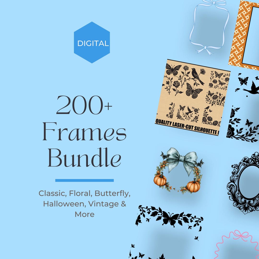 200 Frames Borders Bundle | Floral Vintage Halloween Clipart Labels ...