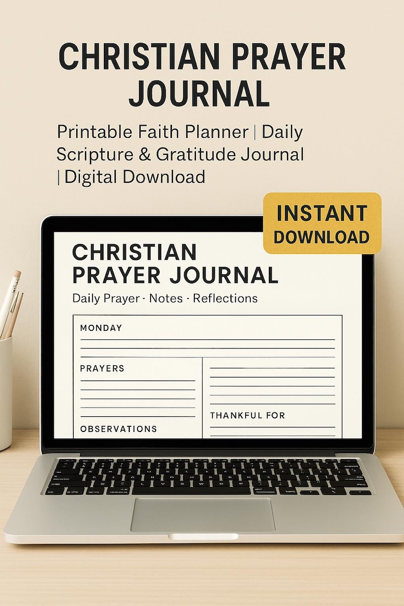 Christian Prayer Journal Printable: Daily Scripture & Gratitude (PDF ...