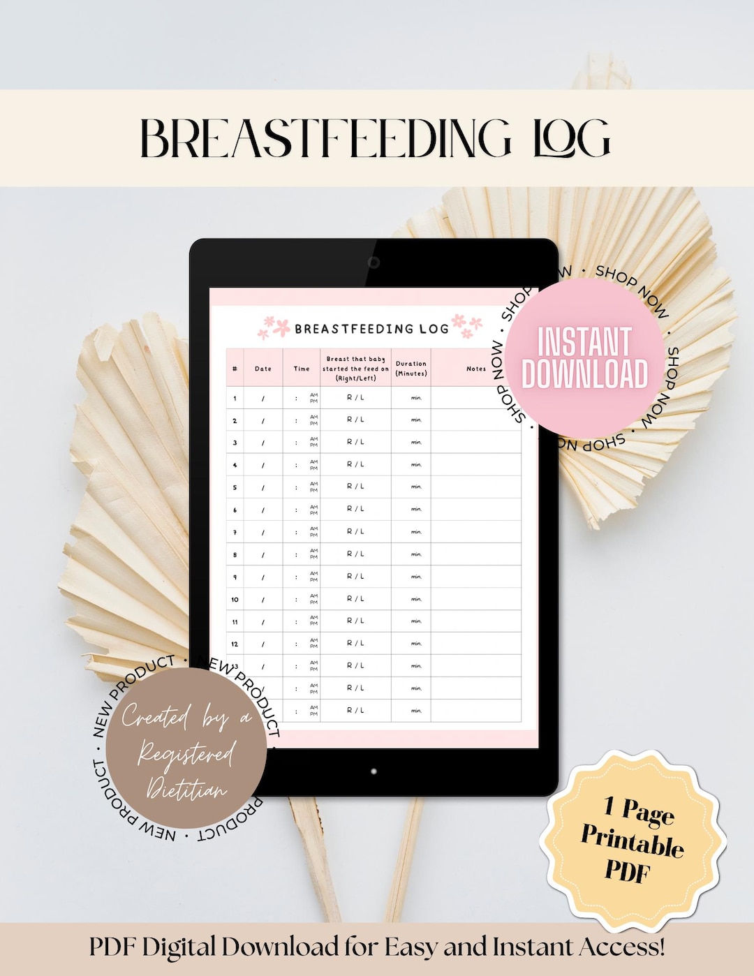 Breastfeeding Log, Printable Handout, Client Education, Lactation ...