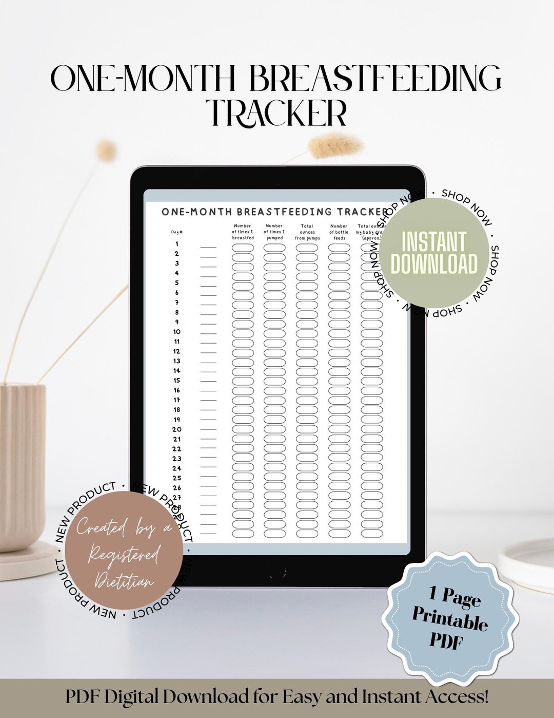 One Month Breastfeeding Tracker: Printable Infographic (PDF Download ...