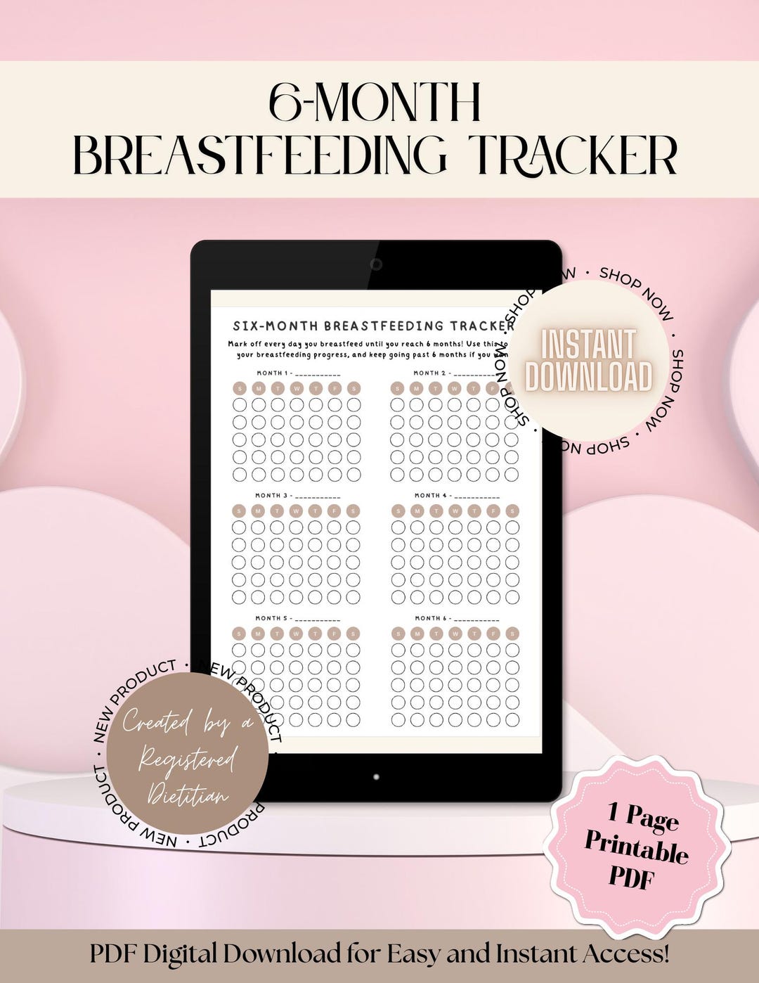 Six-month Breastfeeding Tracker: Printable Infographic (PDF Download ...