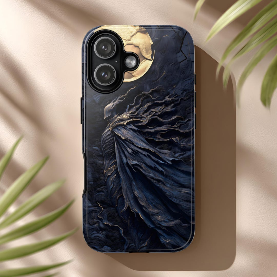 Moonlit Wraith Phone Case, Kintsugi Night Gothic Cloaked Figure Dark ...