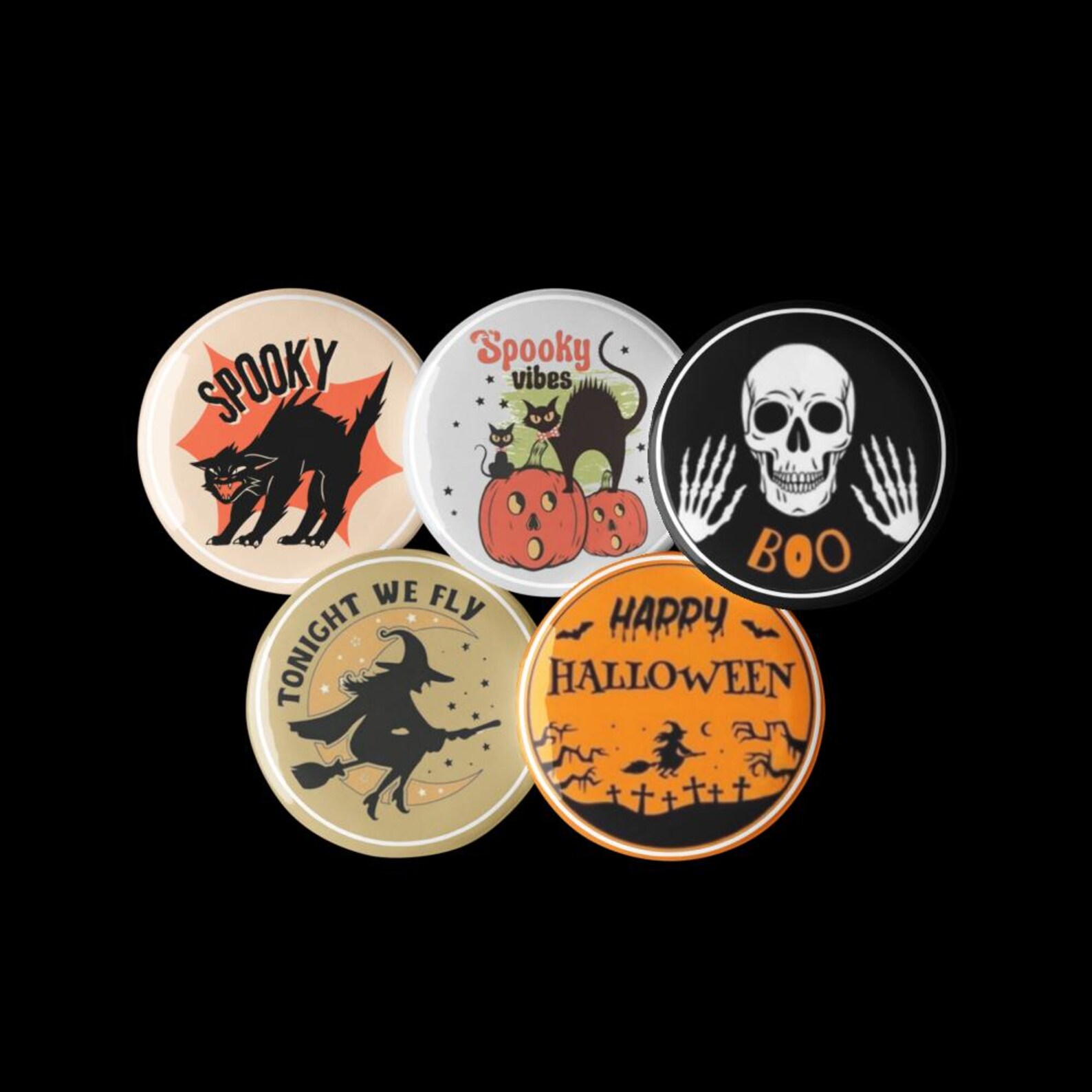 Vintage Halloween Pin Set: Spooky Witch & Boo Pins - Etsy