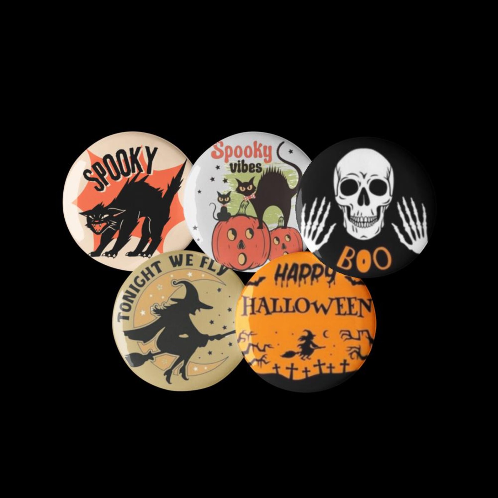 Vintage Halloween Pin Set: Spooky Witch & Boo Pins - Etsy