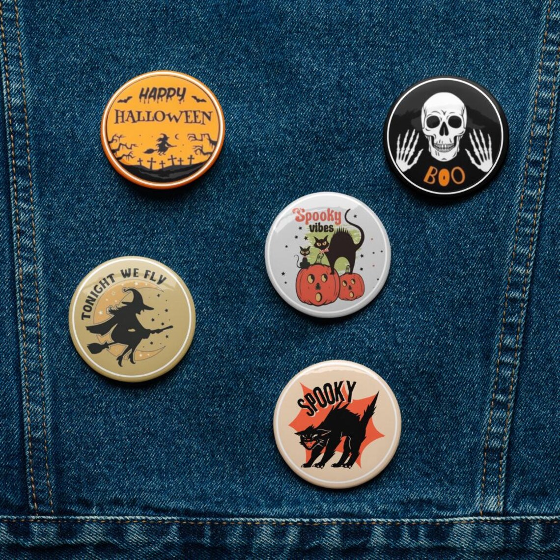 Vintage Halloween Pin Set: Spooky Witch & Boo Pins - Etsy