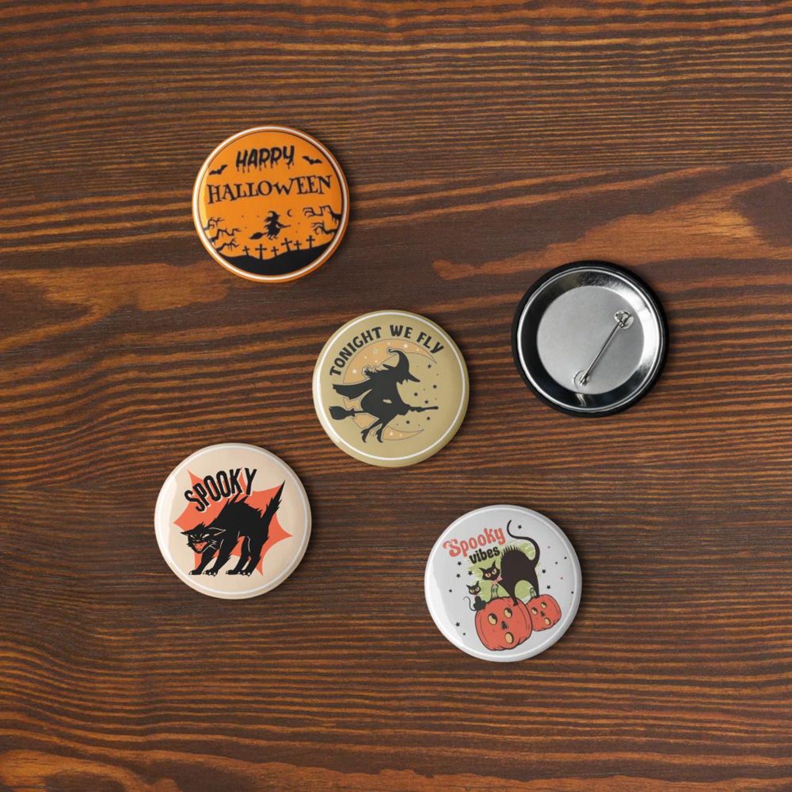 Vintage Halloween Pin Set: Spooky Witch & Boo Pins - Etsy