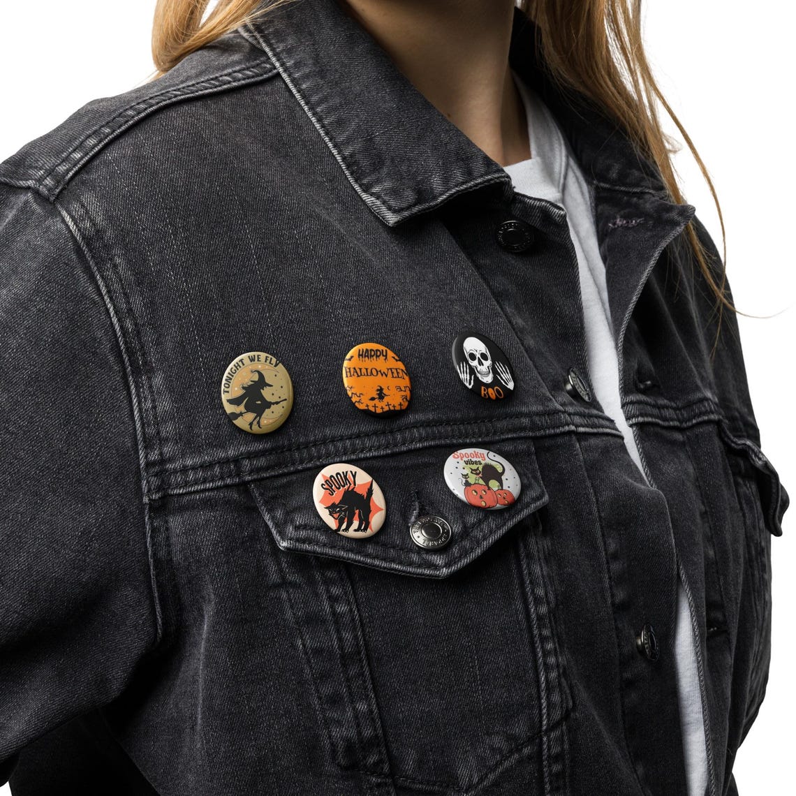 Vintage Halloween Pin Set: Spooky Witch & Boo Pins - Etsy