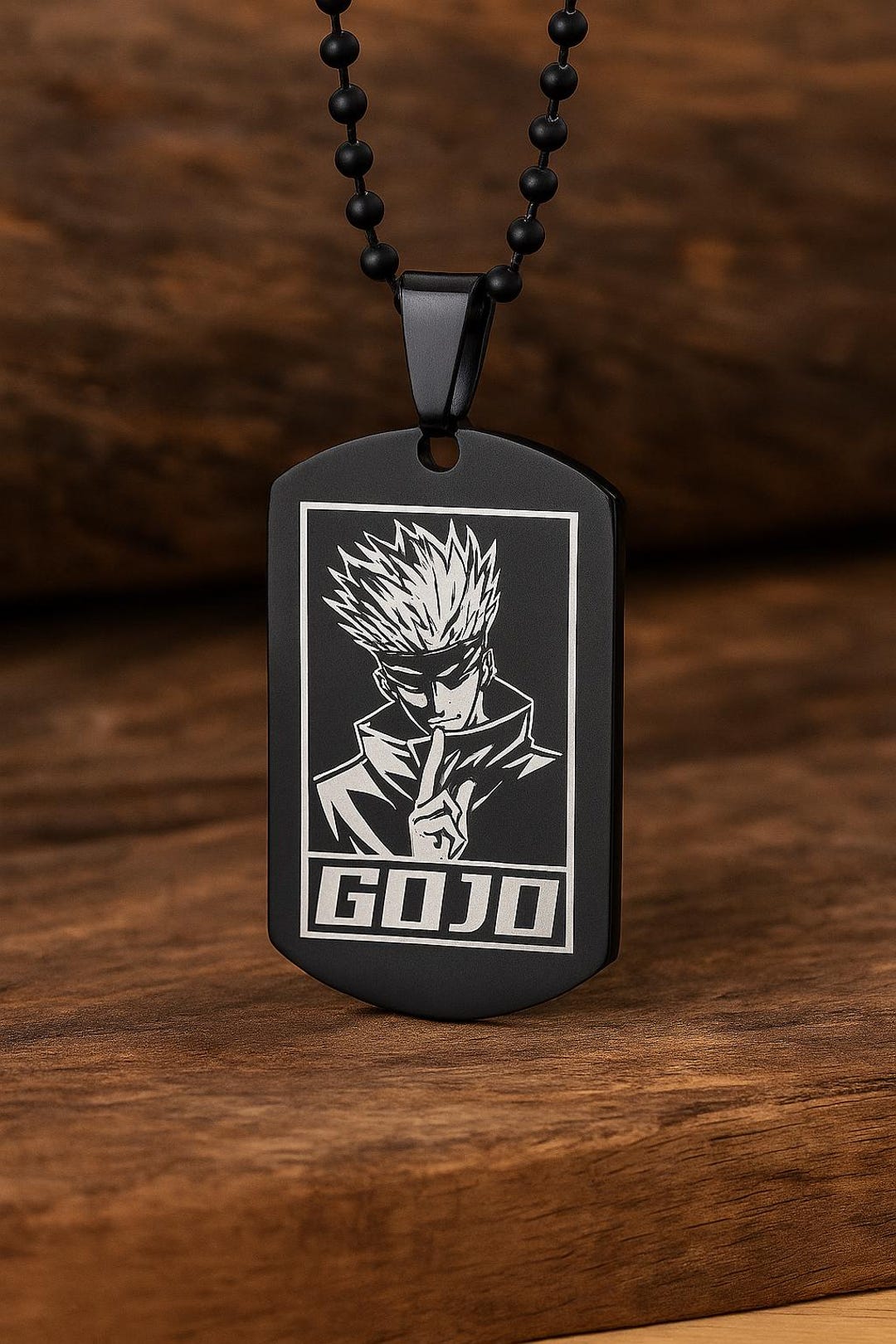 Gojo Satoru Stainless Steel Dog Tag Pendant Necklace – Black & Silver ...