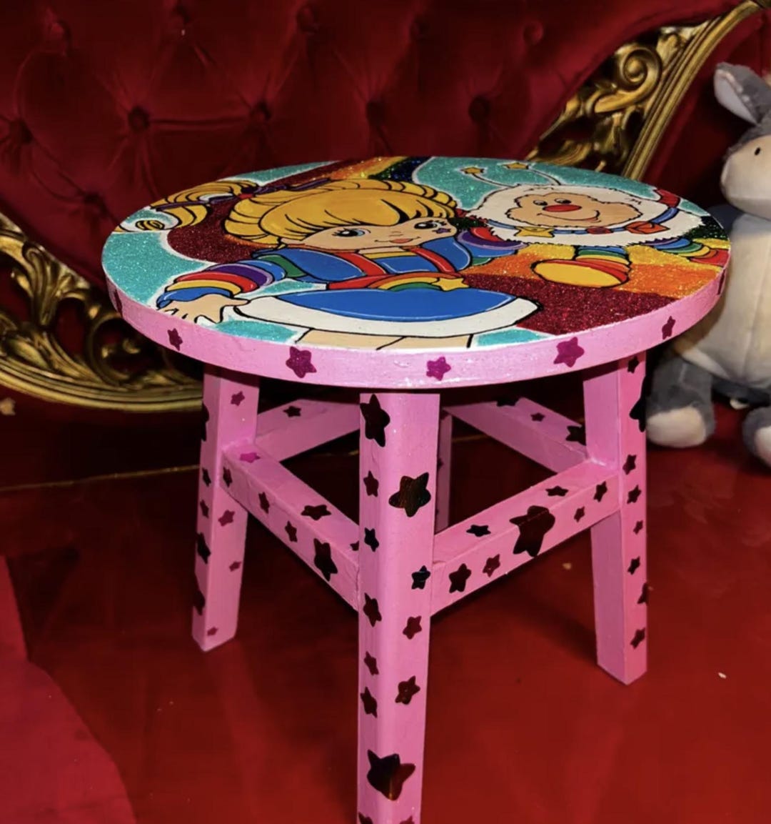 Rainbow Brite Wooden Stool - Etsy