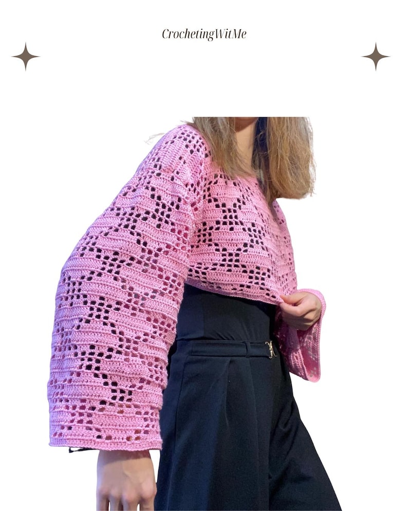 Crochet Heart Sweater Pattern PDF + Stitch Calculator | Lace Filet ...