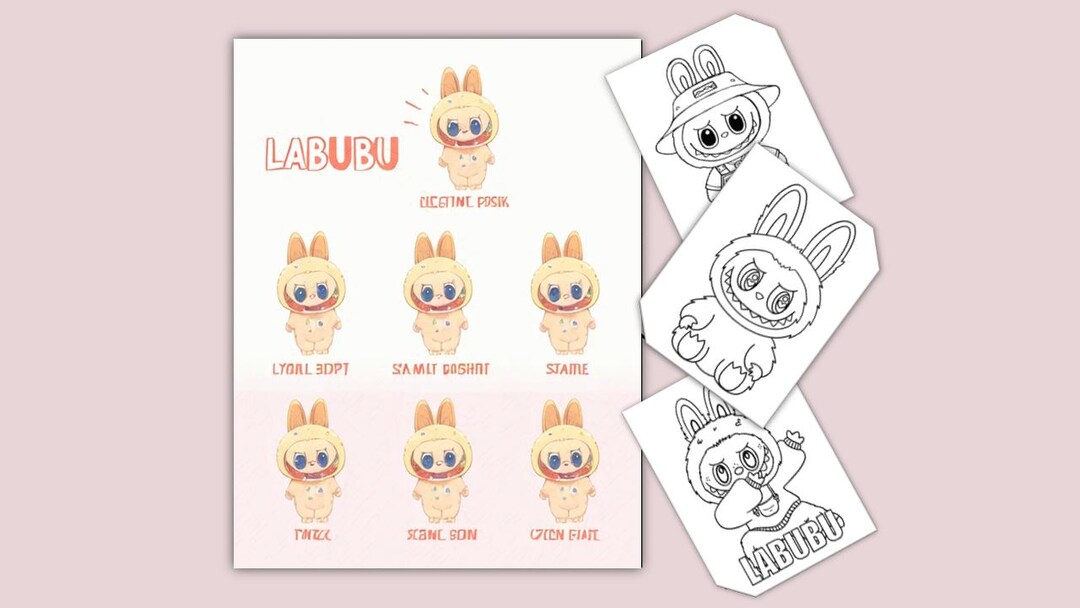 Labubu Colouring Pages - 64 Unique Printable Pages, Cute Labubu ...