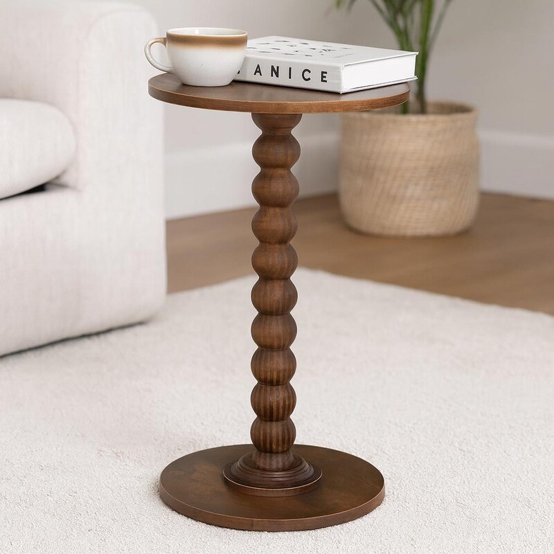 Round Wooden Side Table - Etsy