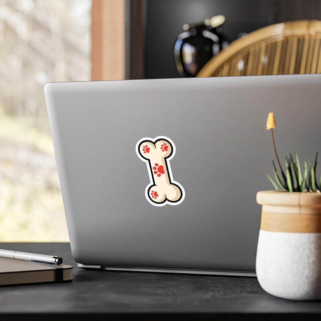 Cute Dog Bone Sticker With Paw Prints | Dog Lover Sticker | Pet Lover ...