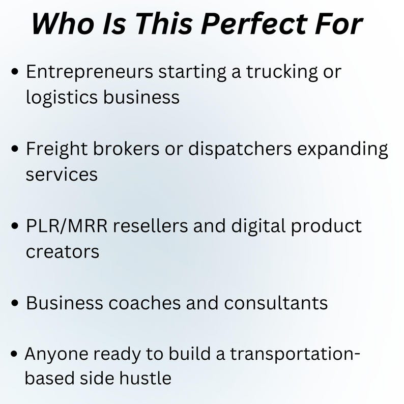 Trucking Company Business Bundle PLR + MRR, Trucking Industry Guide DFY ...