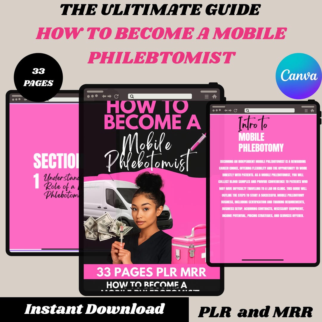 Mobile Phlebotomist Start-up Guide| PLR MRR, Guide, Start a Mobile ...