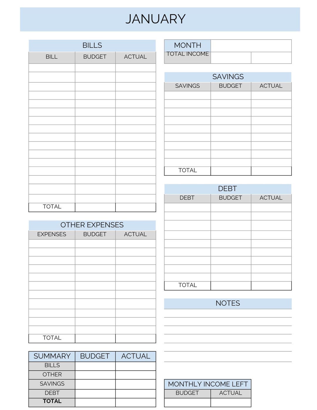 12-month Color-coded Budget Planner | Digital Finance Organizer - Etsy