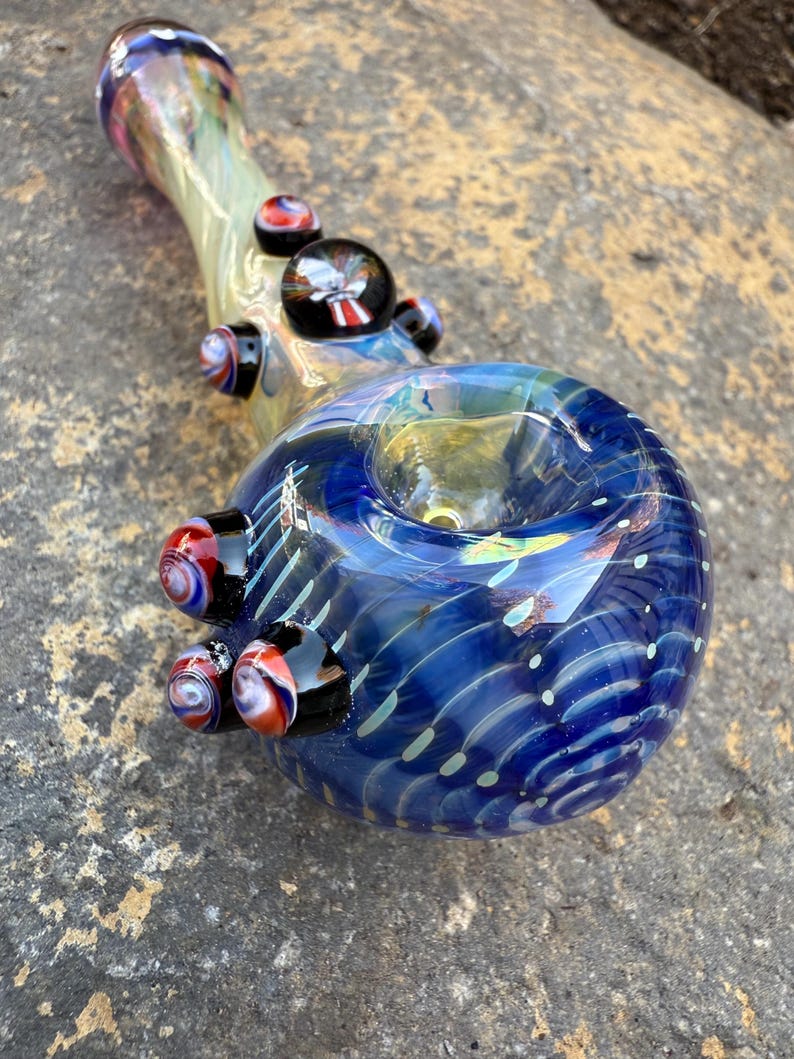Decorated Glass Pipe. Blue With Red, White and Blue Uncle Sam Skull ...