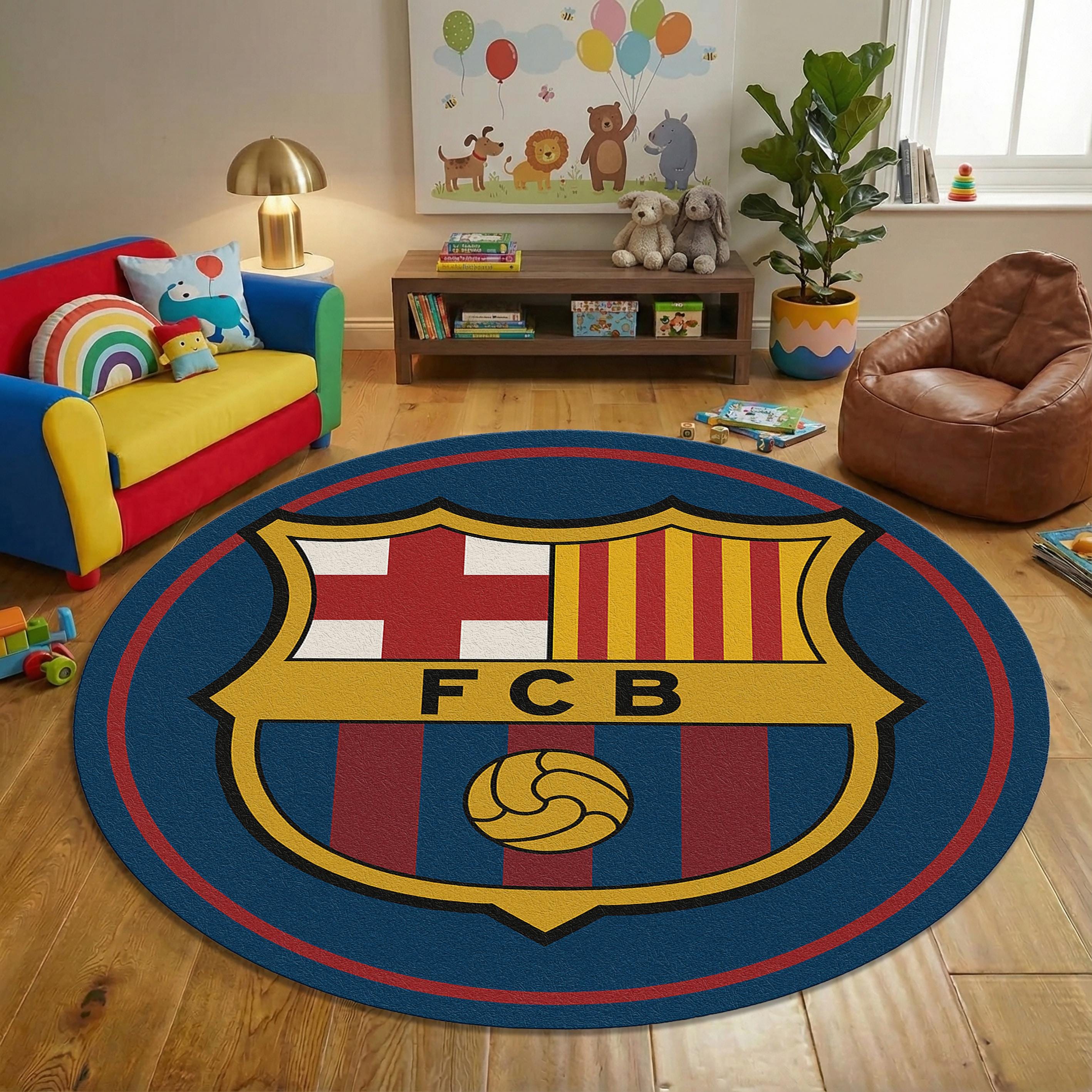 Barcelona Fc Round Rug, Barça Logo, Teen Room Decor, Round Play Mat ...