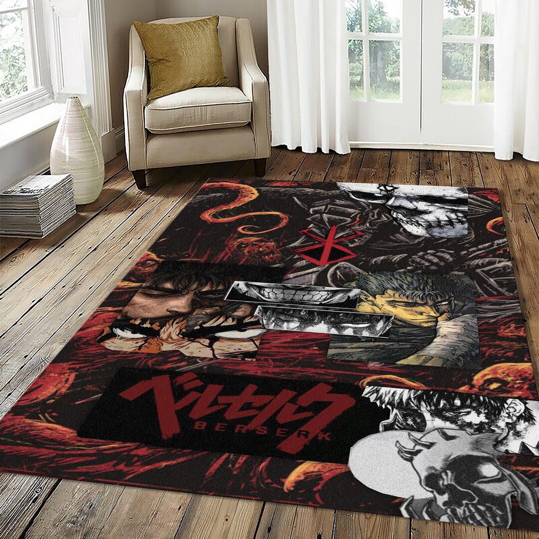 Berserk Chaotic Collage Rug | Guts Demon Blood Red Black Anime Mat ...