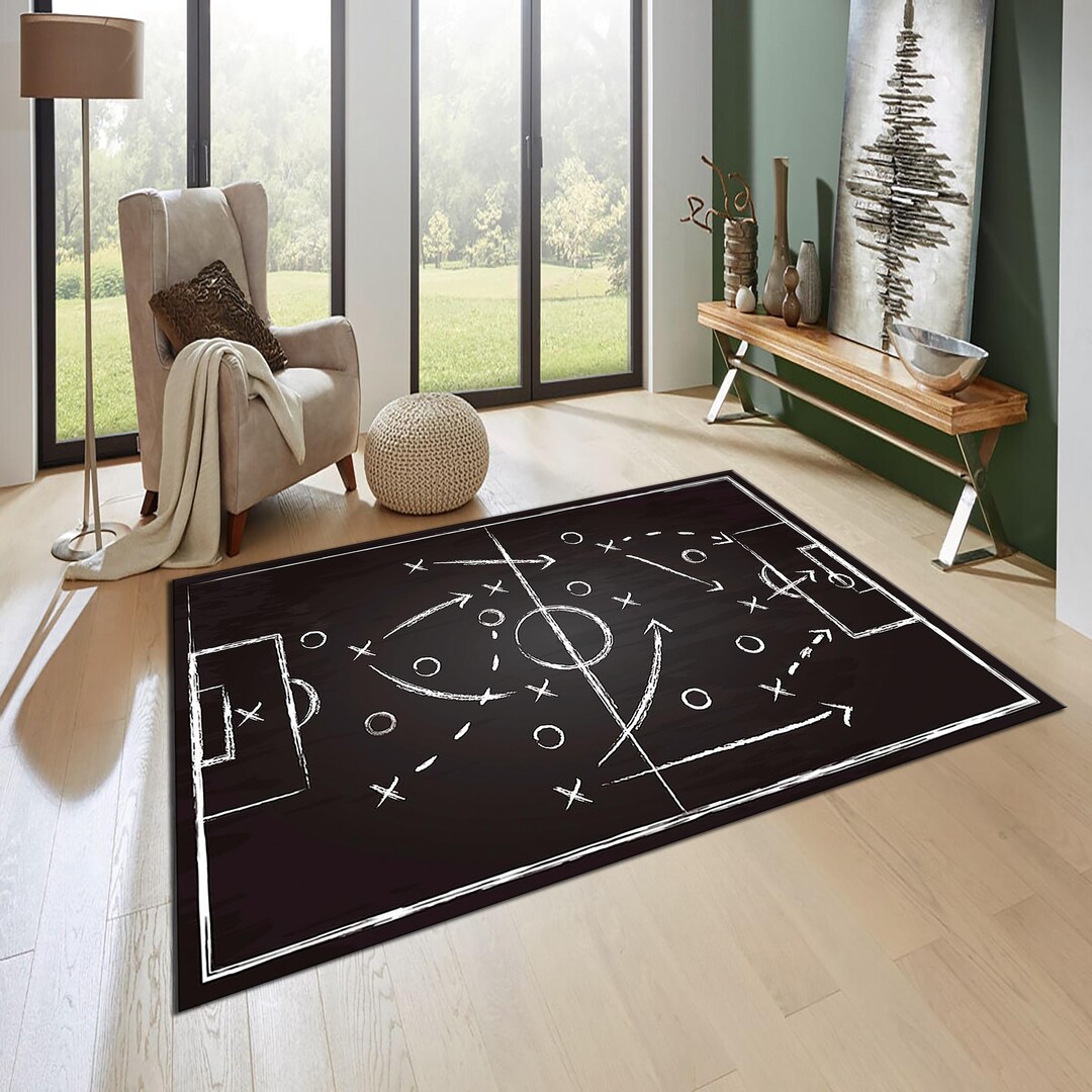 Football Rug, Tactics Rug, Football Pitch Rug, Soccer Field Rug, Modern ...