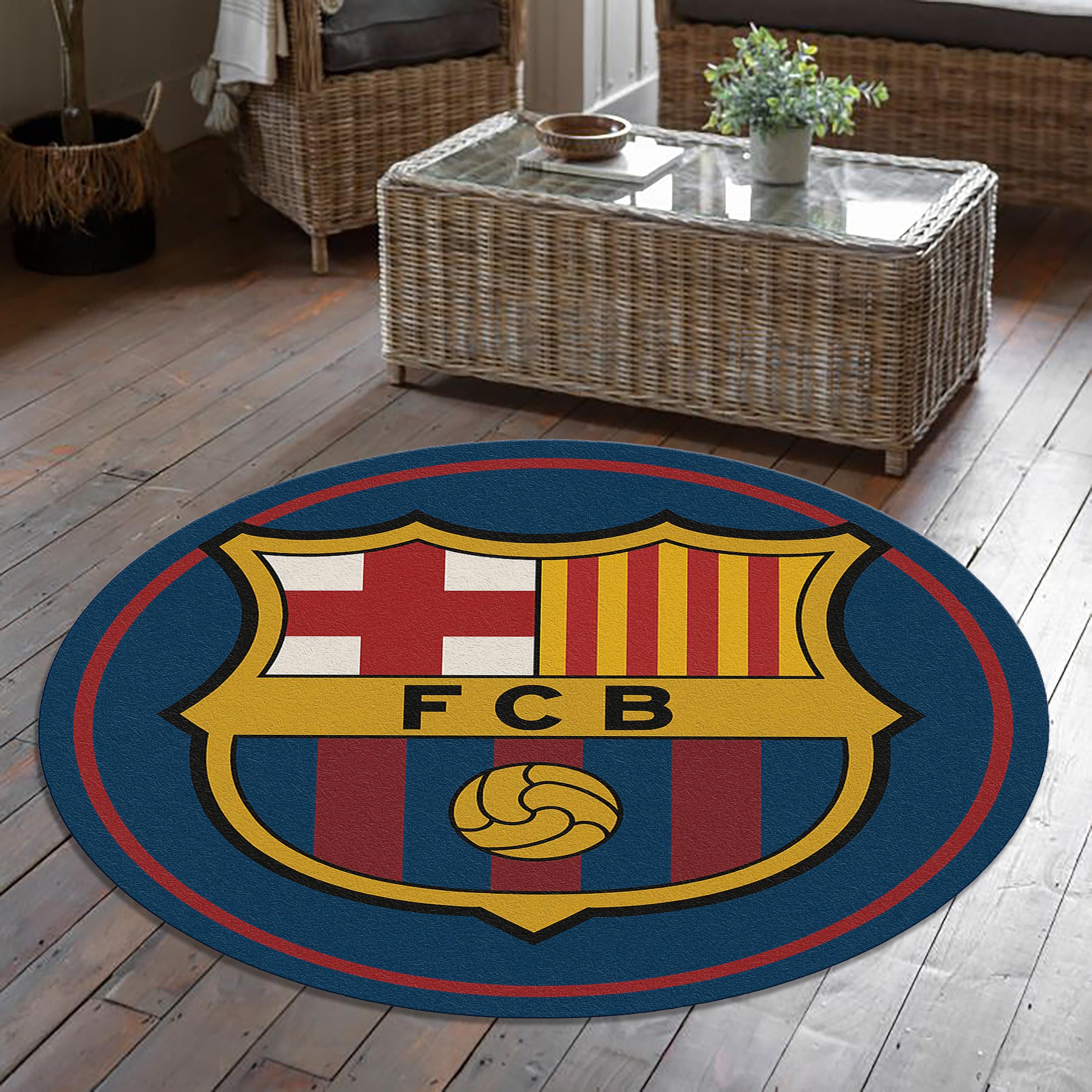 Barcelona Fc Round Rug, Barça Logo, Teen Room Decor, Round Play Mat ...
