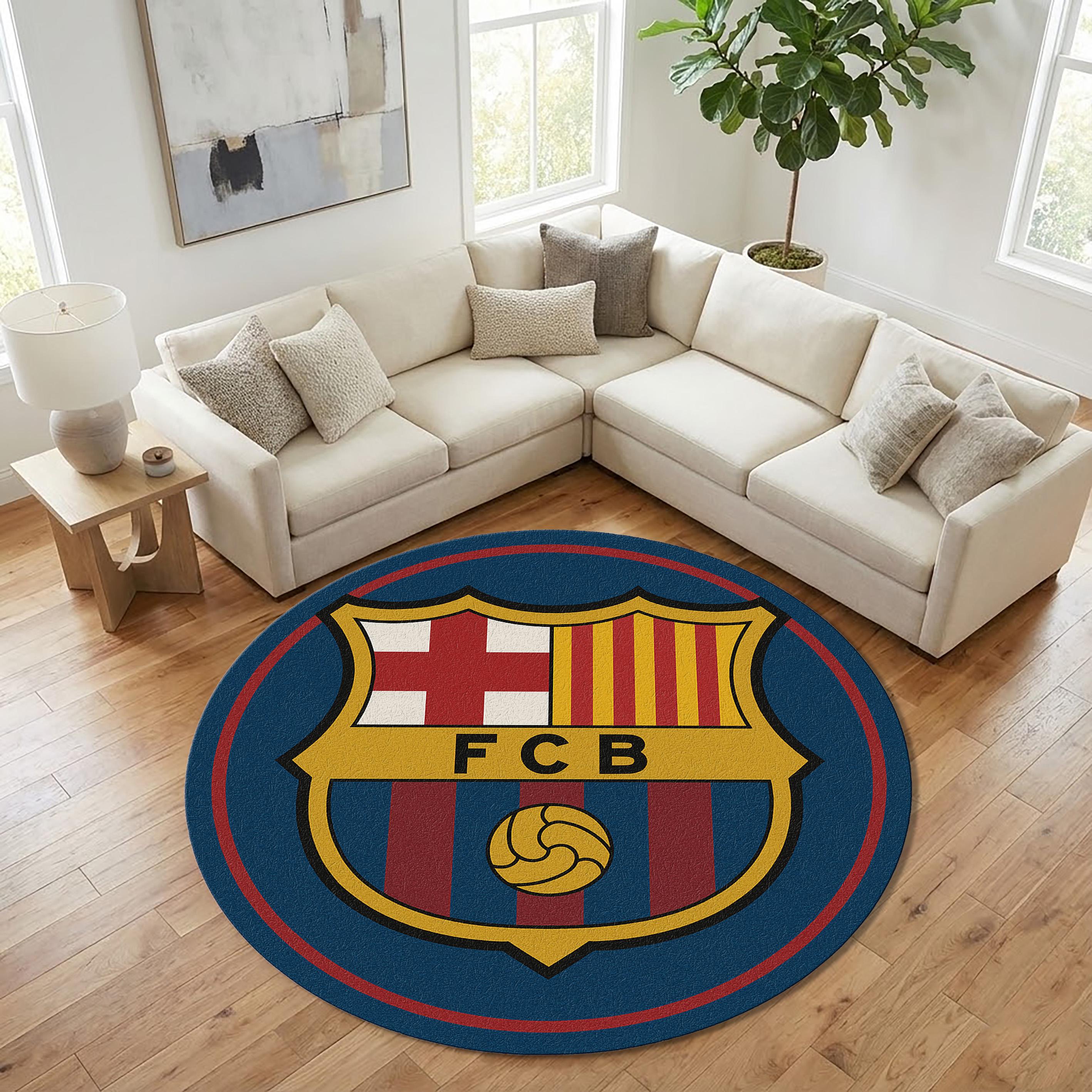 Barcelona Fc Round Rug, Barça Logo, Teen Room Decor, Round Play Mat ...