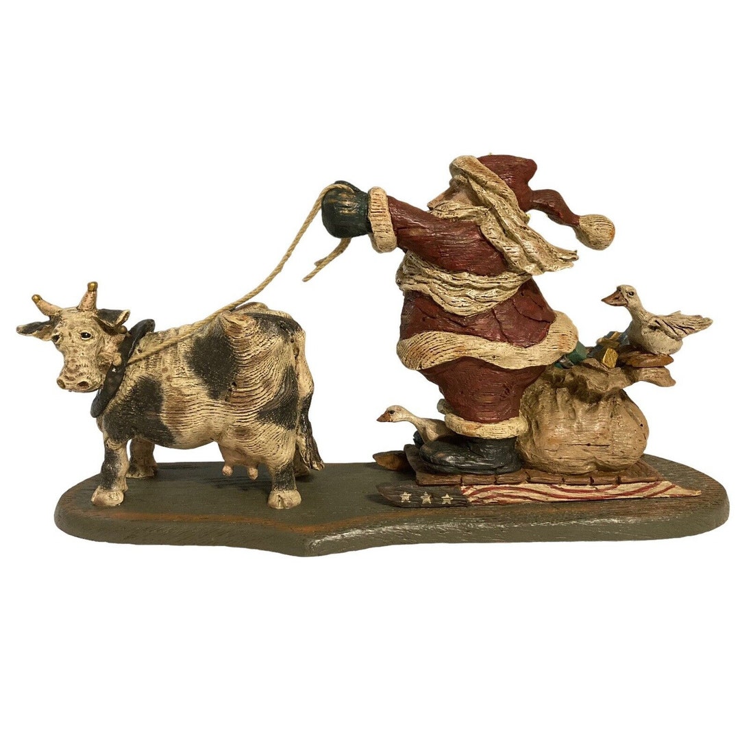 American Chestnut Folk Art A Little Magic Santa Milk Cow Duck Coynes ...