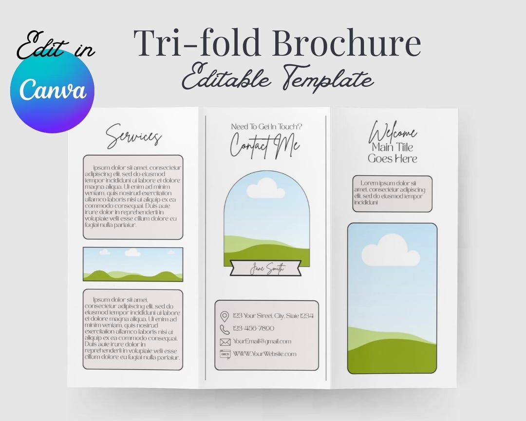 Editable Tri-fold Brochure Template: Canva Business Flyer (US Letter ...
