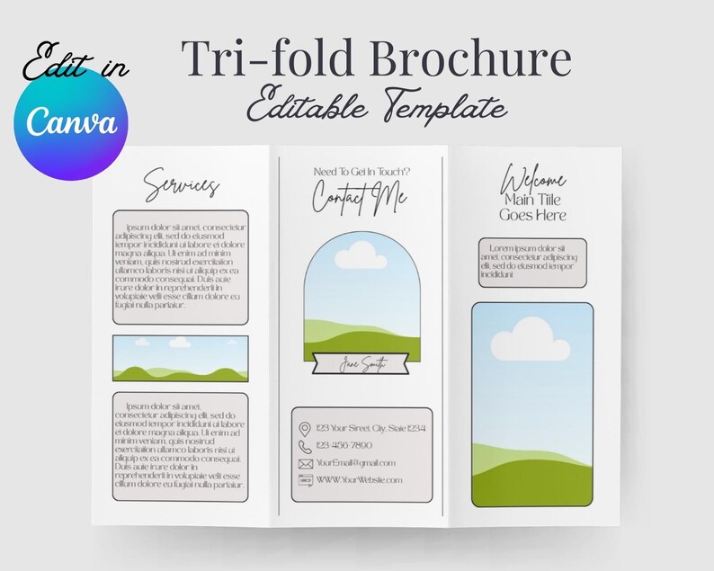 Editable Tri-fold Brochure Template: Canva Business Flyer (US Letter ...