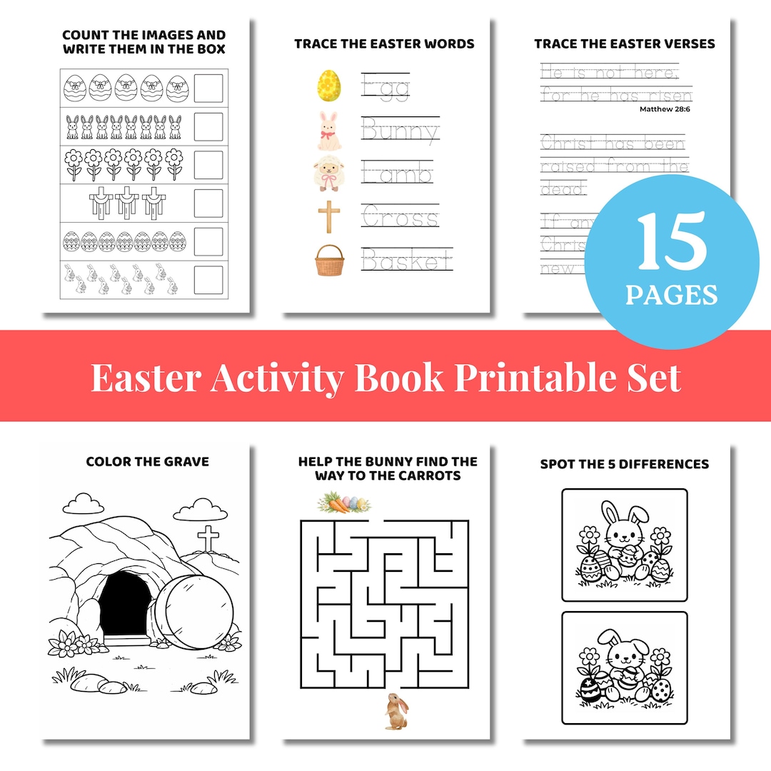 Easter Activity Book Printable, Christian Easter Activities for Kids ...