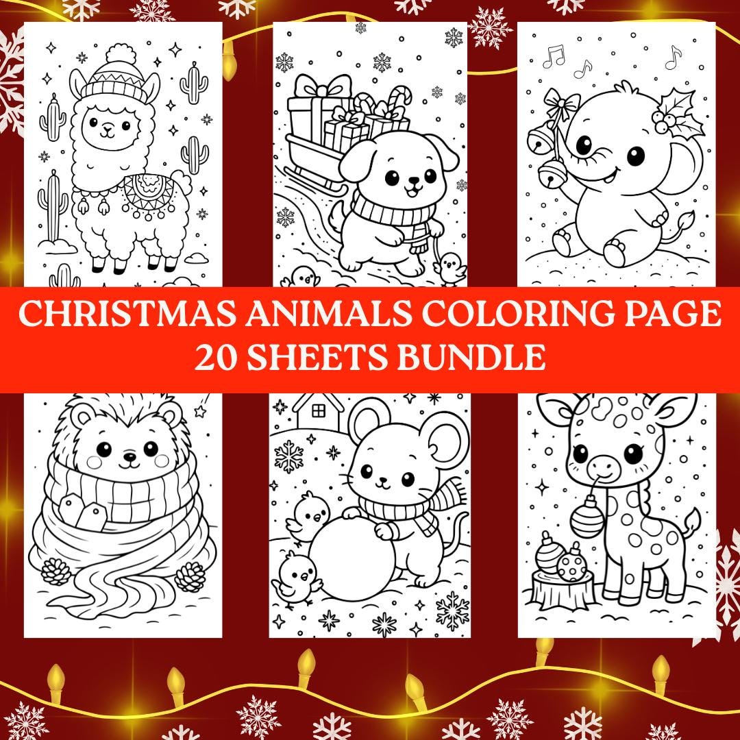 Kids Christmas Coloring Page | Animals Coloring Book | Christmas ...